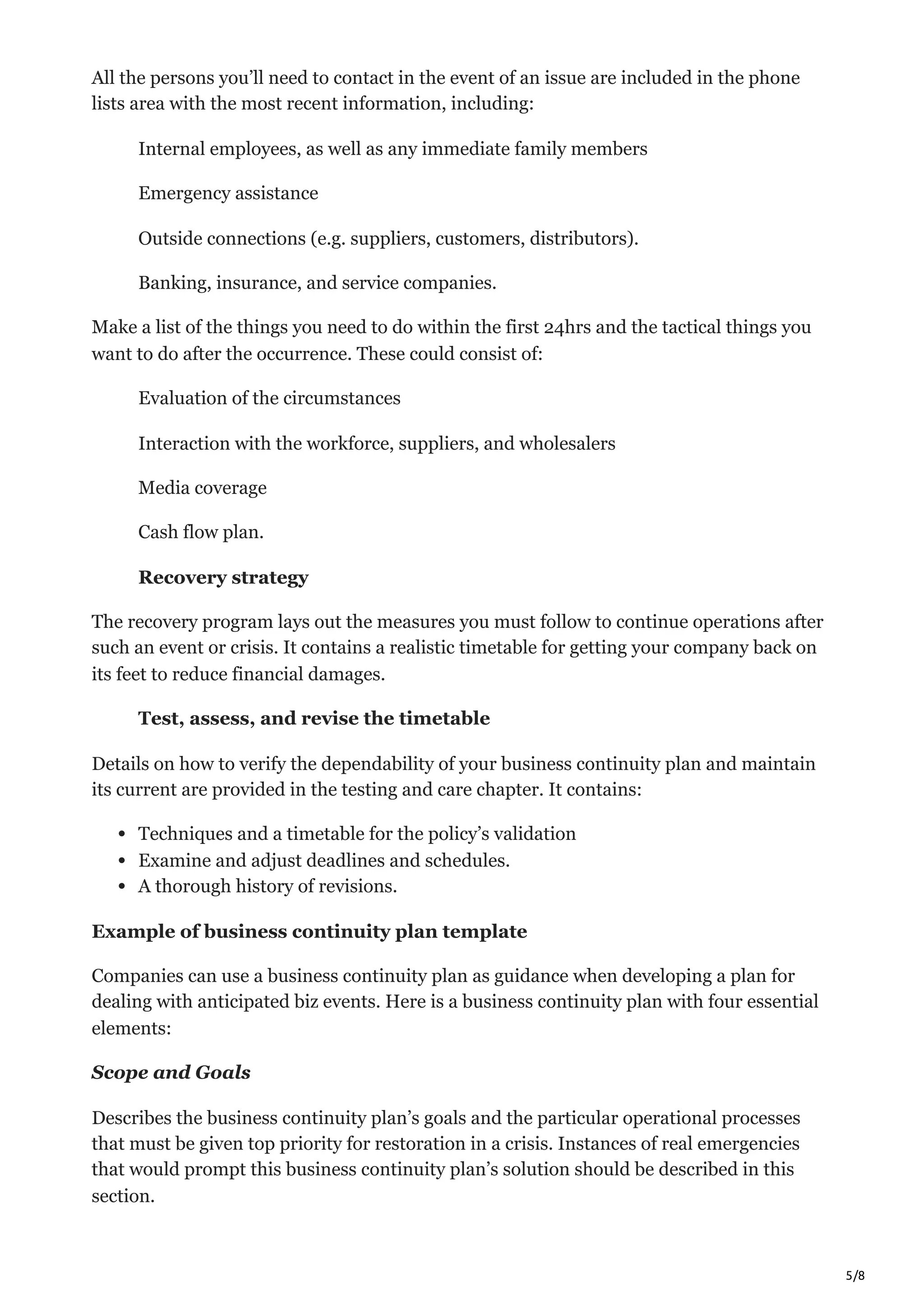 Business Continuity Plan | PDF