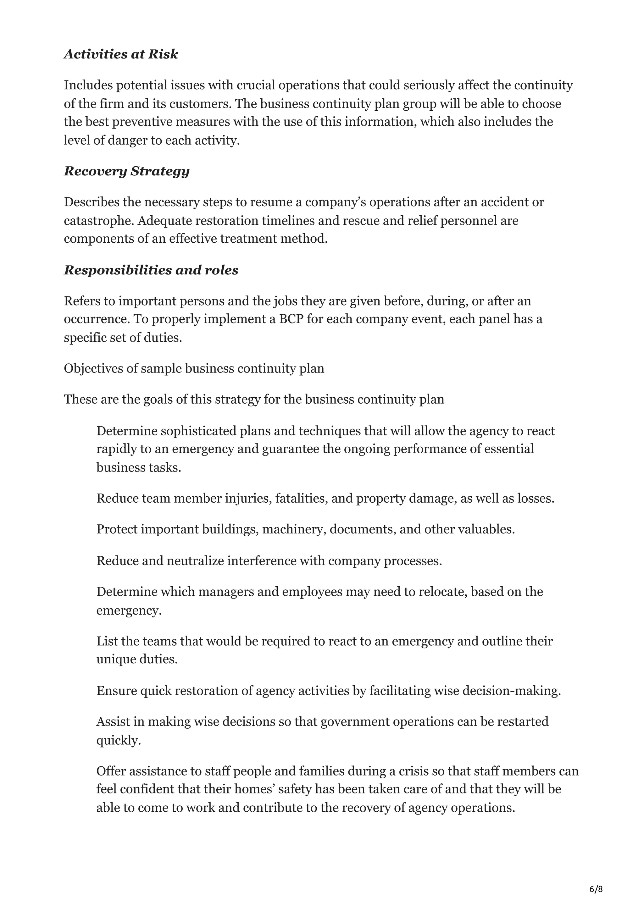 Business Continuity Plan | PDF