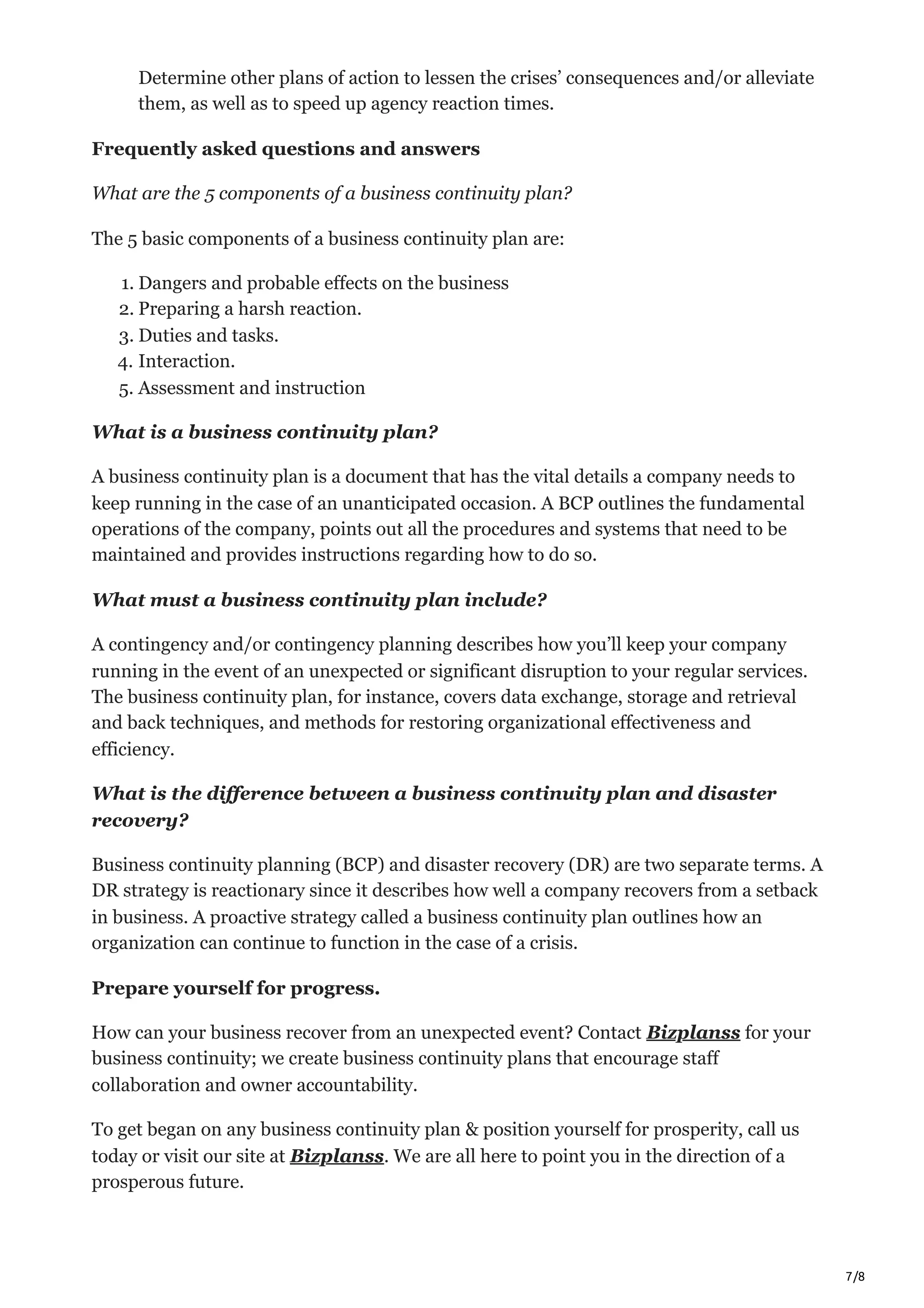 Business Continuity Plan | PDF