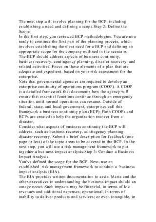 Business Continuity Plan TemplateCIO Maria Sosa has asked you to p.docx