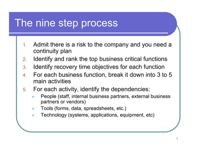 Business Continuity The 9 Step Process | PDF | Logistics | Business