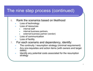 Business Continuity The 9 Step Process | PDF | Logistics | Business