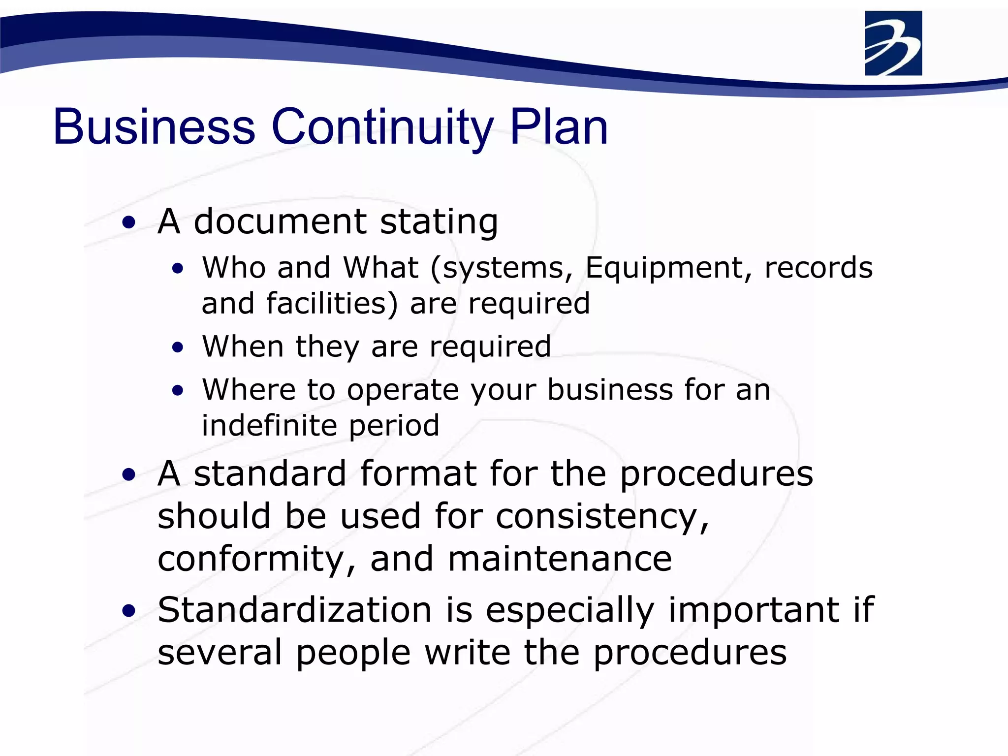 Business Continuity Workshop Final | PPT