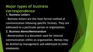 Business correspondence ppt by Rayees Ahmad Ganaie (Research Scholar at ...