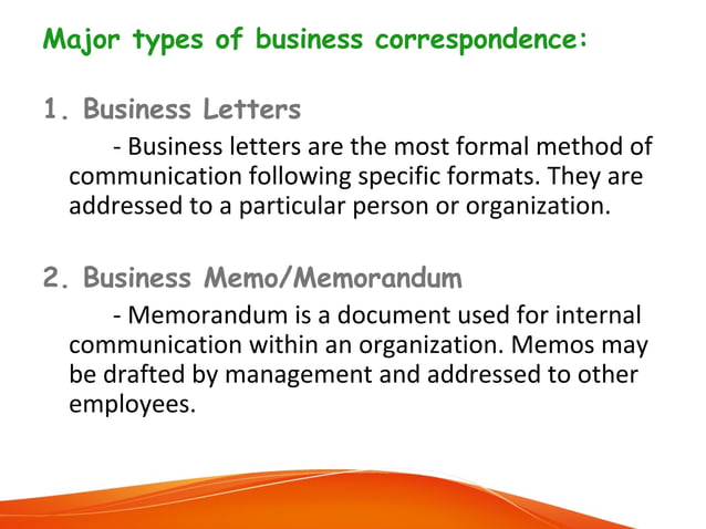 Business Correspondence Types of Business Correspondence Letter ...