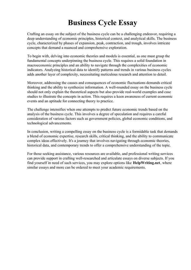 Business Cycle Essay | PDF