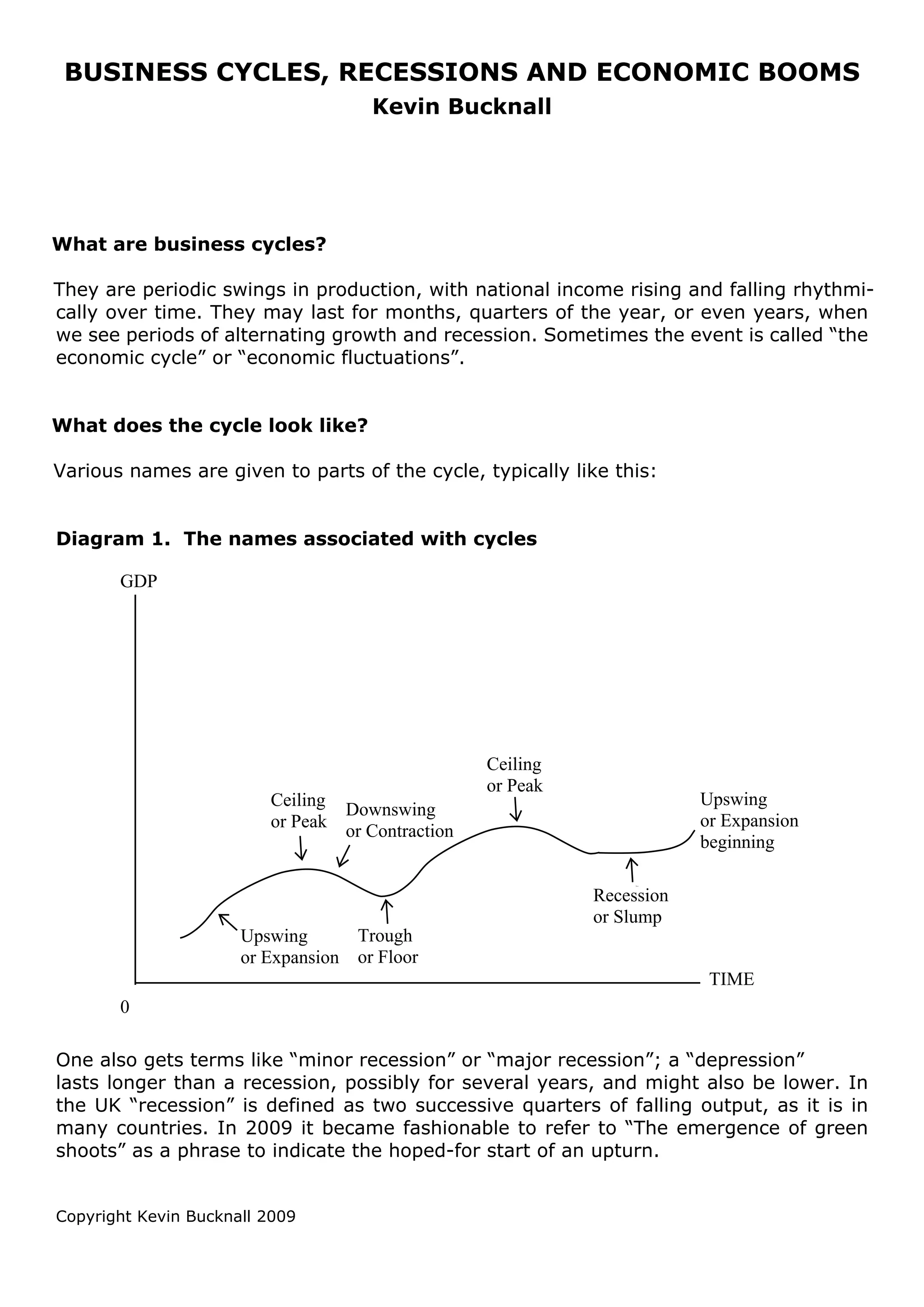 Business cycles recessions and economic booms | PDF | Business ...
