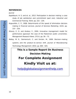 Sample Report on Business decision making | PDF