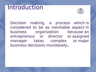 PPT on Business Decision Making: Restaurant Chain | PDF