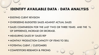 General plan to Develop Sales in different areas - Major points, one ...