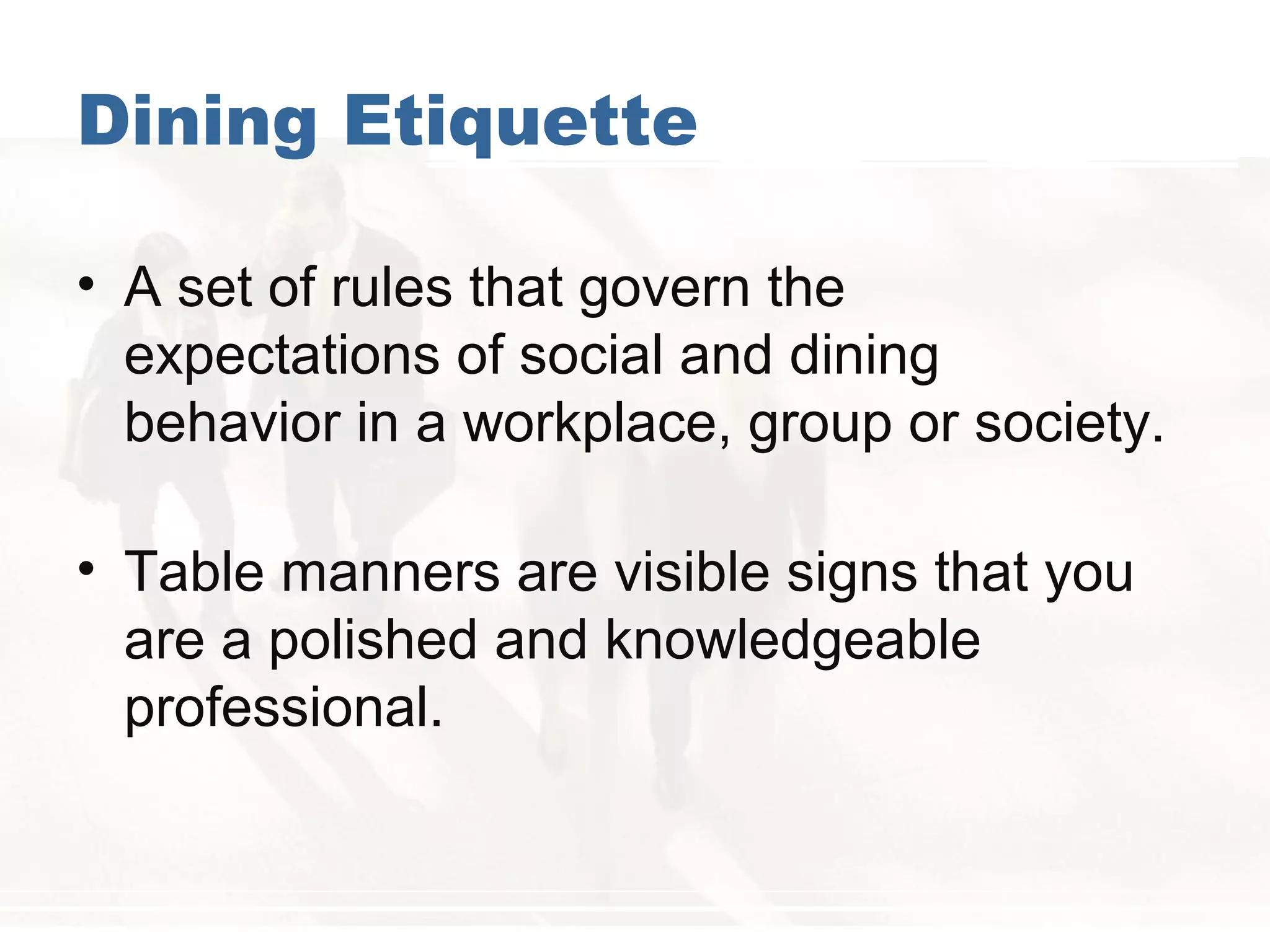 Business dining etiquette | PPT