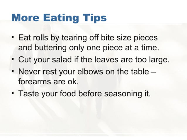 Business dining etiquette | PPT | Cooking | Food & Drink