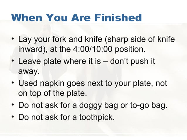 Business dining etiquette | PPT | Cooking | Food & Drink