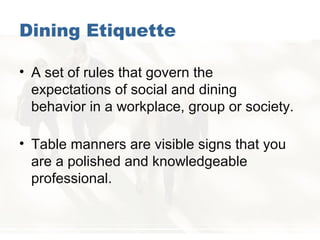 Business dining etiquette | PPT