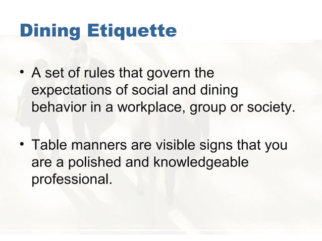 Business dining etiquette | PPT | Cooking | Food & Drink