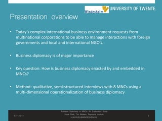 Business diplomacy in multinational corporations | PDF