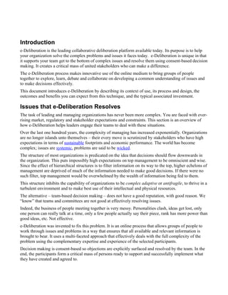 White Paper: e-Deliberation - A Decidedly Better Way To Solve Complex ...