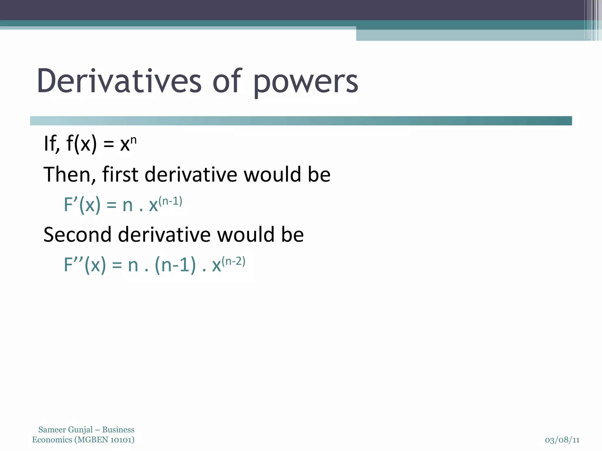 Business economics basics of math derivatives | PPT | Technology ...