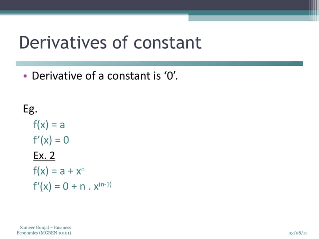 Business economics basics of math derivatives | PPT | Technology ...
