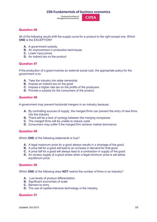 Business economics objective based questions | PDF