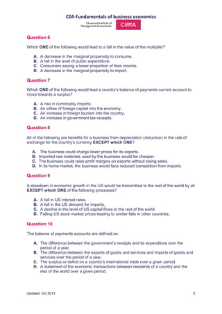 Business economics objective based questions | PDF