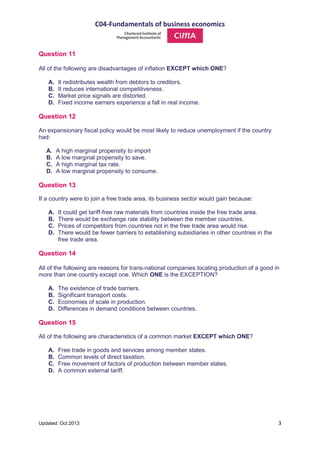 Business economics objective based questions | PDF