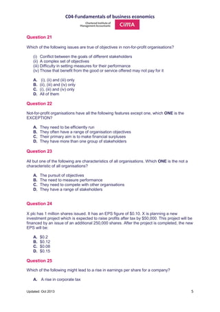 Business economics objective based questions | PDF