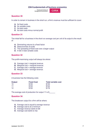 Business economics objective based questions | PDF