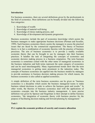 Business economics assignment locus assignments | PDF