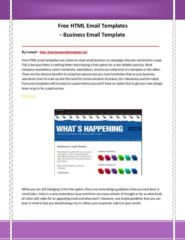 Business email template
