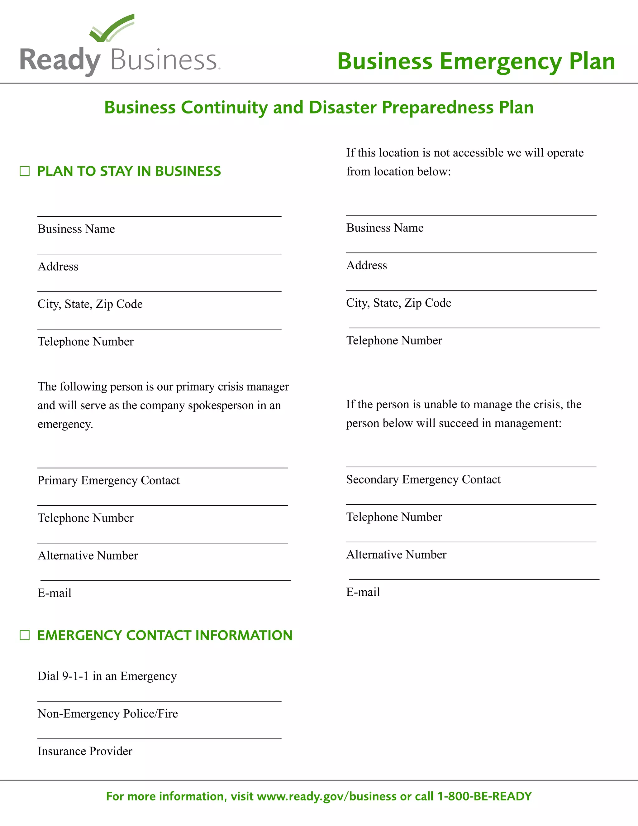 Business emergency plan | PDF