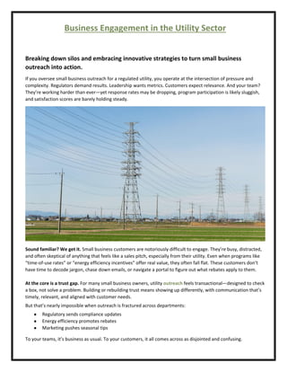 Business Engagement in the Utility Sector | PDF