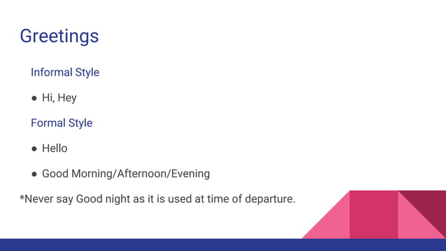 Business English - Greetings and good bye - Formal and Informal - ash ...