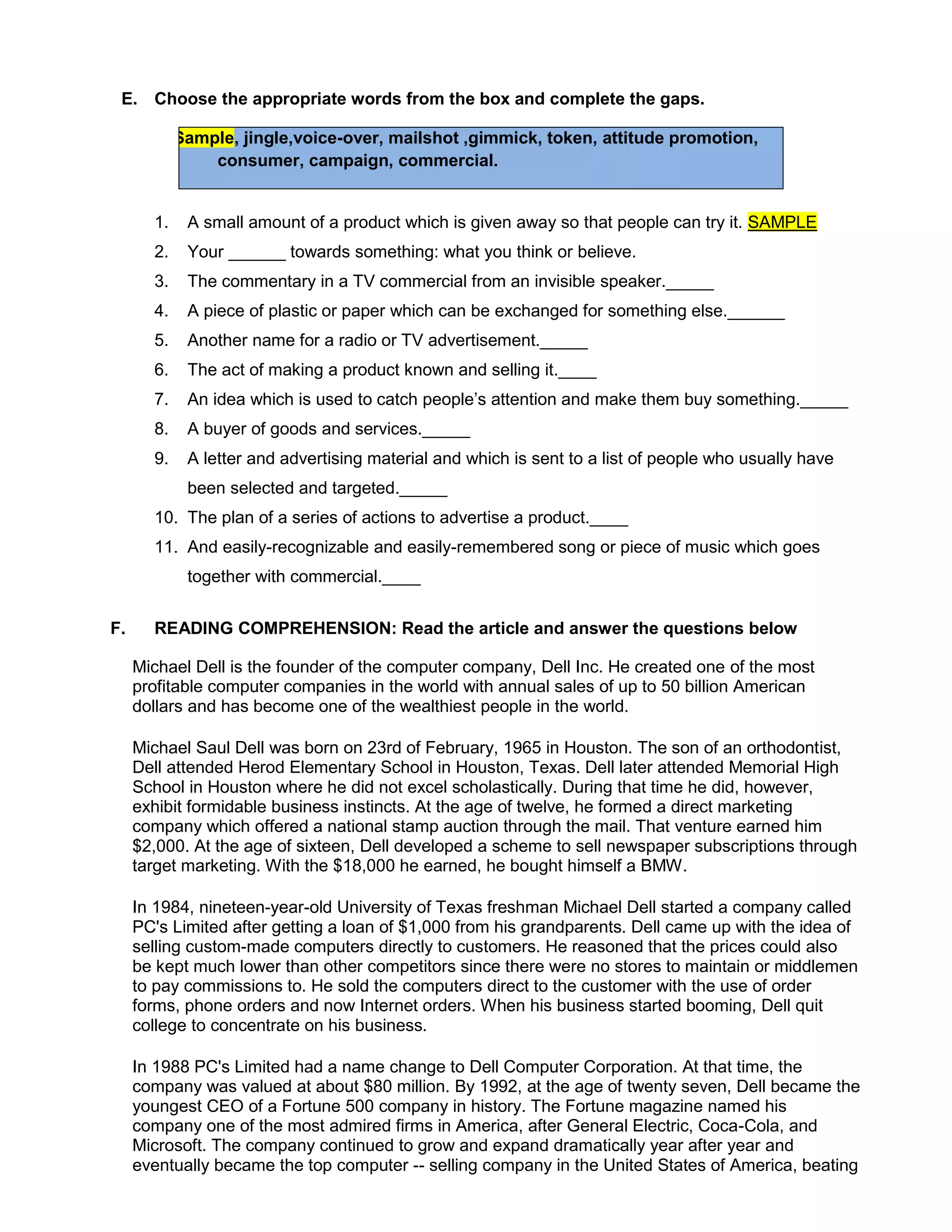 Business english 1 assignment | DOCX