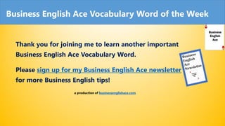Business English Ace Vocabulary- Business Angel | PDF