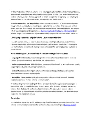 Global Business Etiquette: Navigating Cross-Cultural Communication | PDF