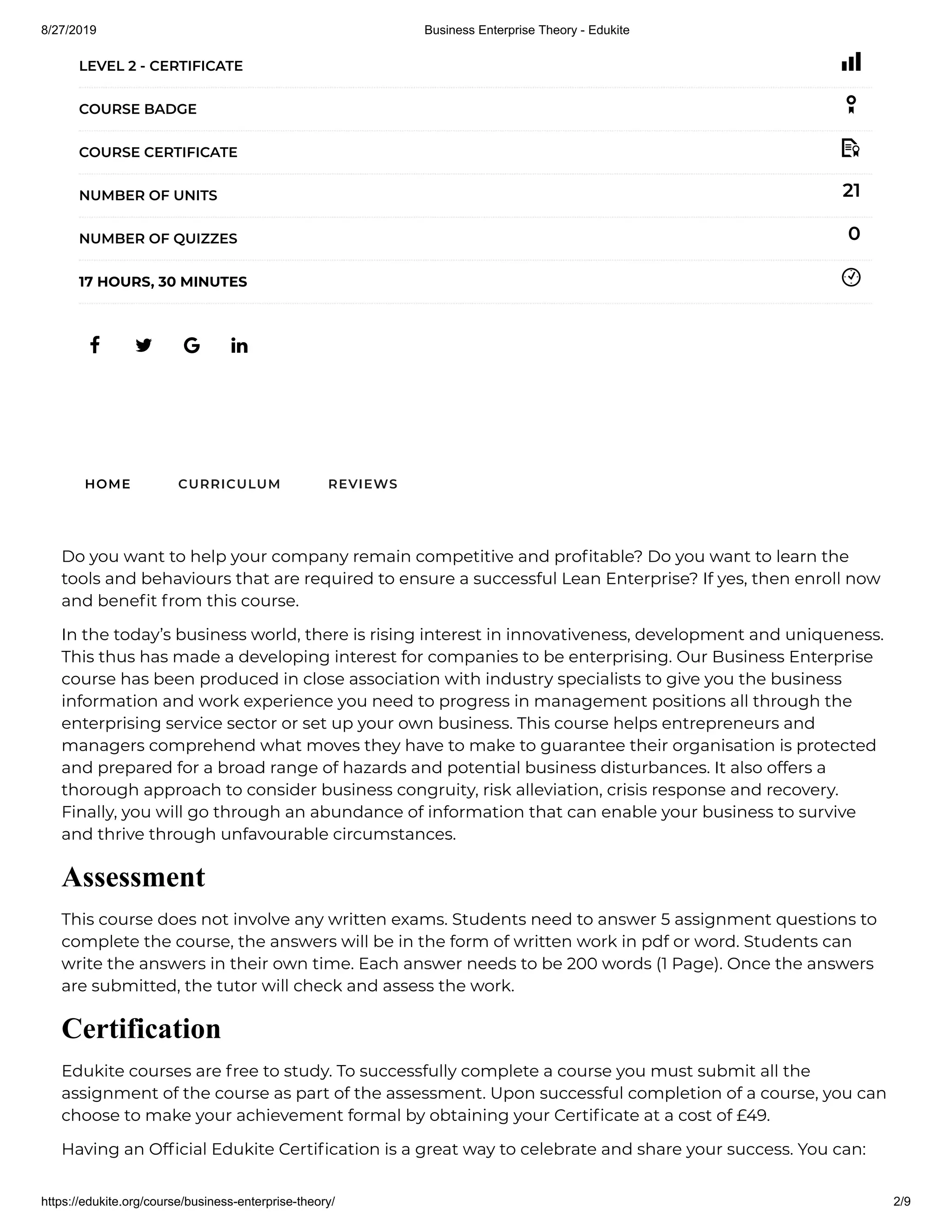 Business Enterprise Theory - Edukite | PDF