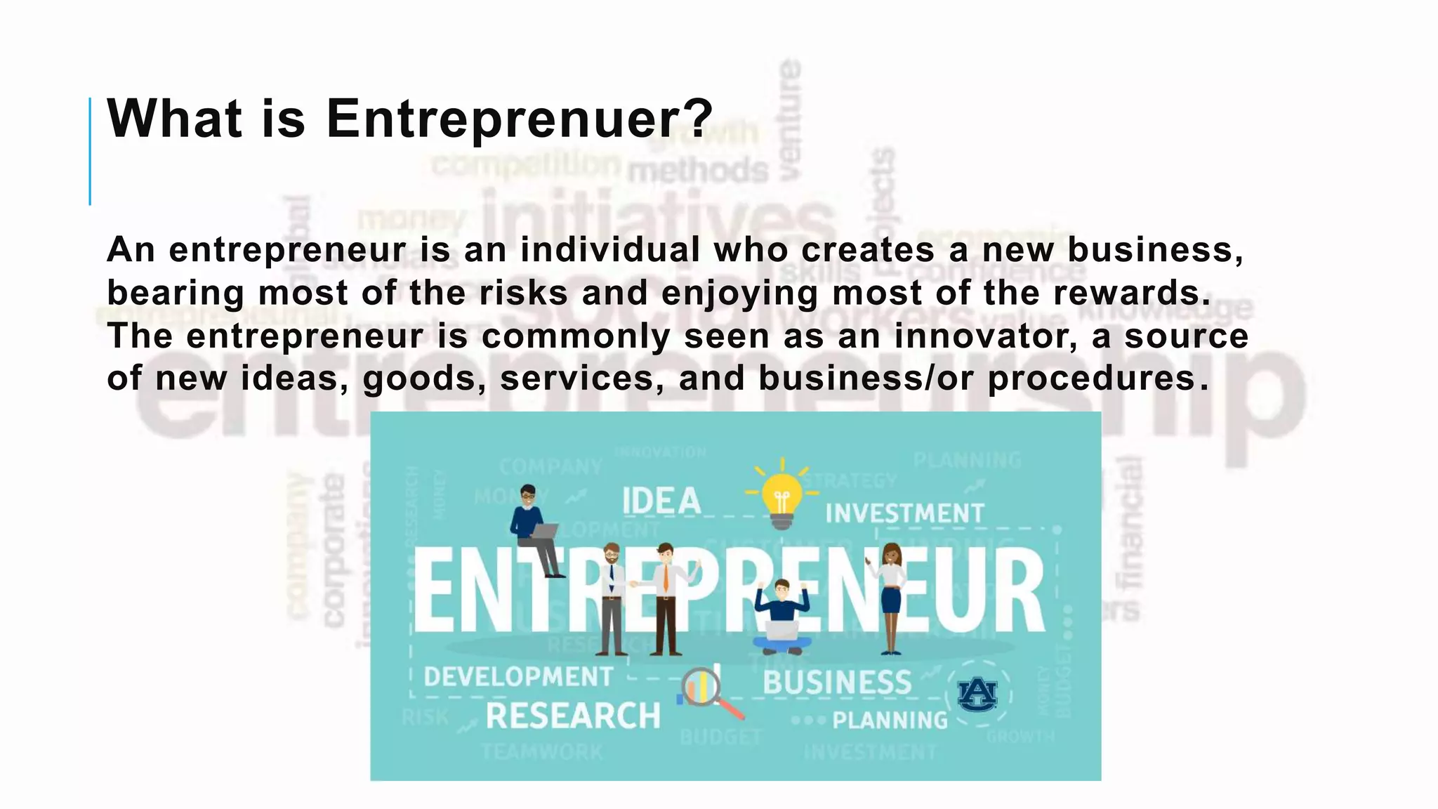 business entrepreneurship ppt | PPTX | Startups | Business