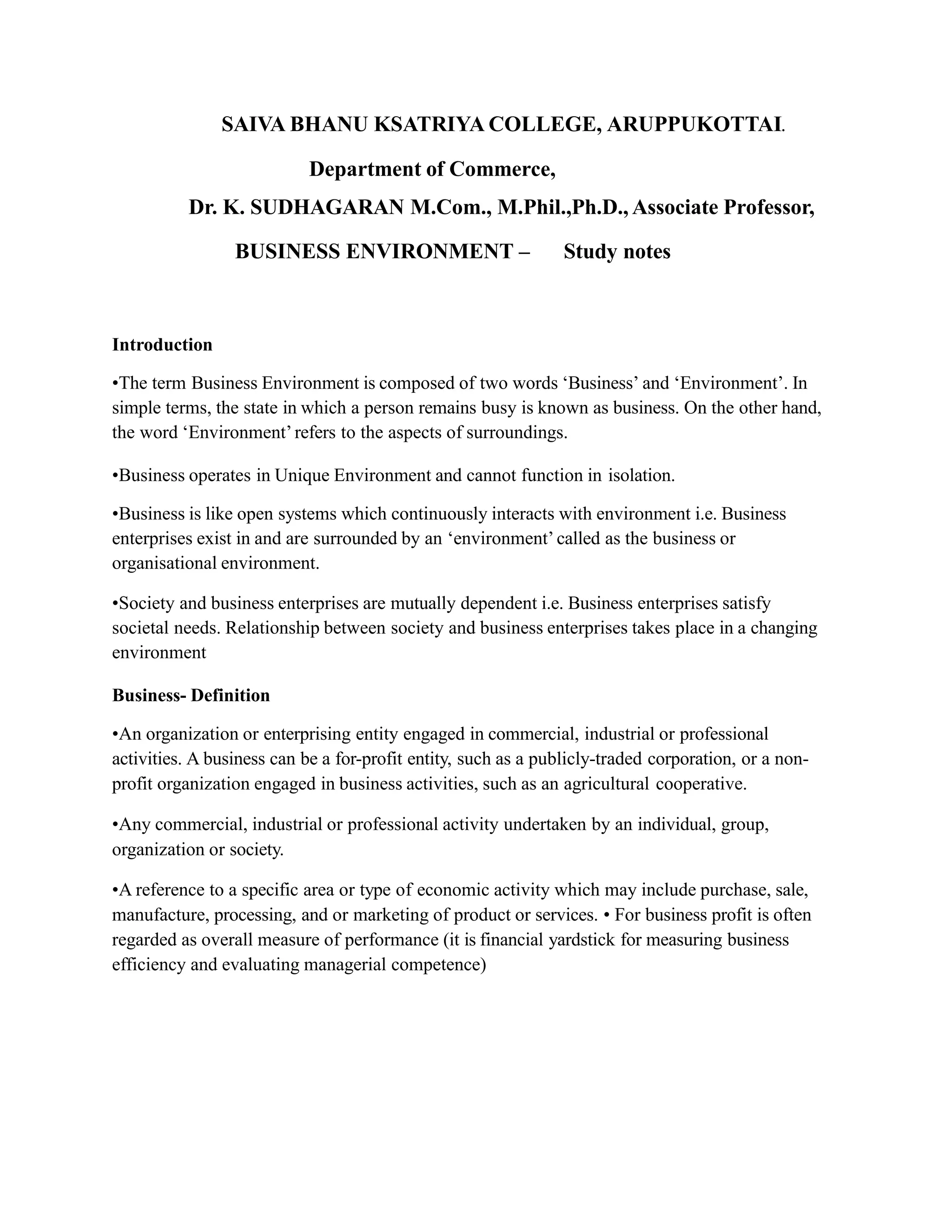Business environment | PPTX