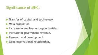 MNCs Features, significance, Role , Impact of MNCs on Indian economy ...