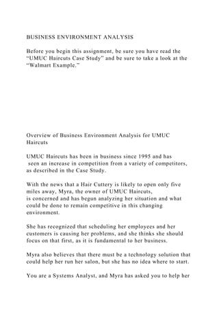 BUSINESS ENVIRONMENT ANALYSISBefore you begin this assignment, b.docx