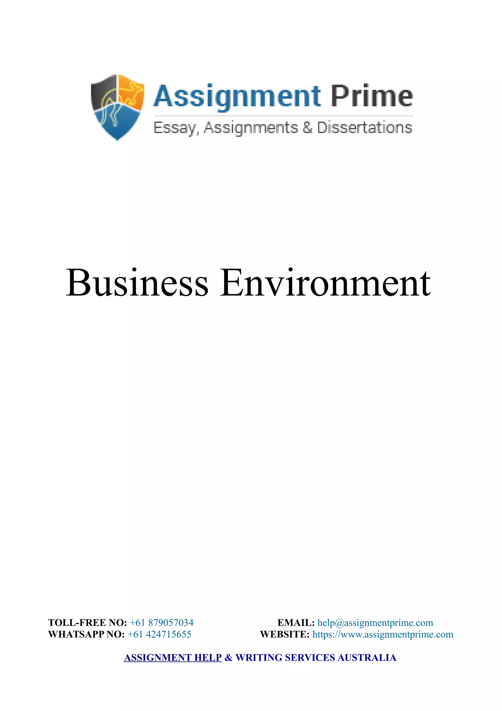 Business Environment Assignment Sample - Assignment Prime Australia | PDF