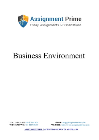 Business Environment Assignment Sample - Assignment Prime Australia ...