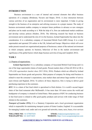 Business Environment Assignment Sample - Assignment Prime Australia ...