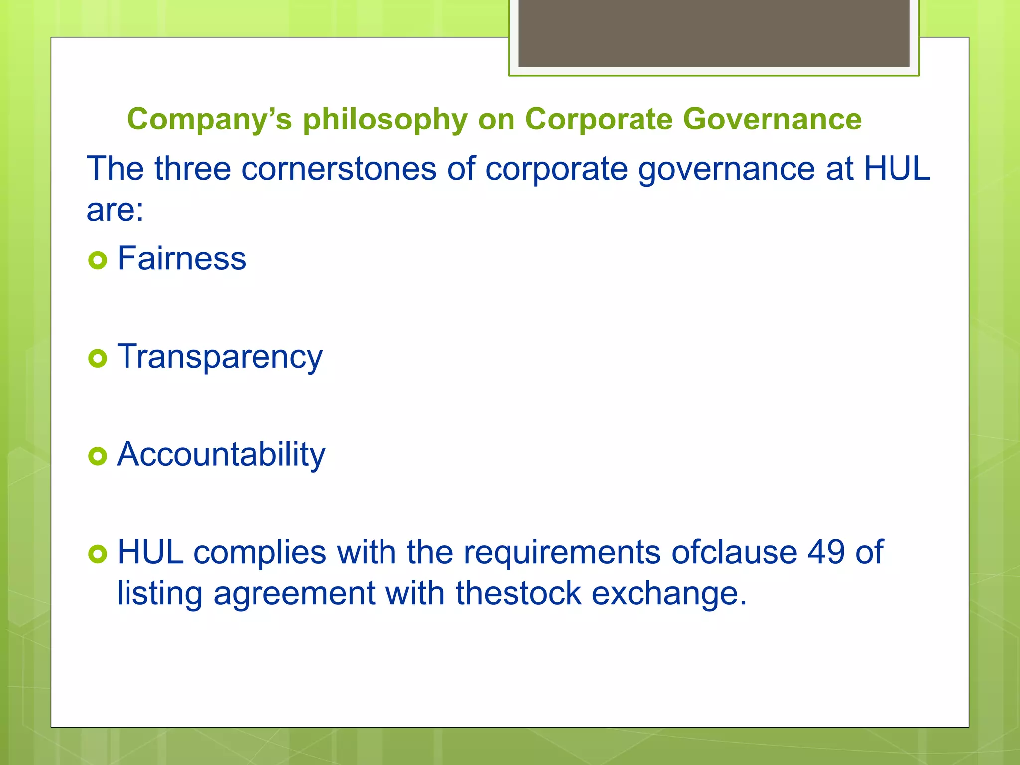 Corporate Governance & CSR of HUL | PPTX
