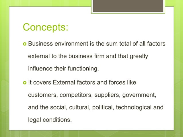 Business environment meaning and concepts | PPT
