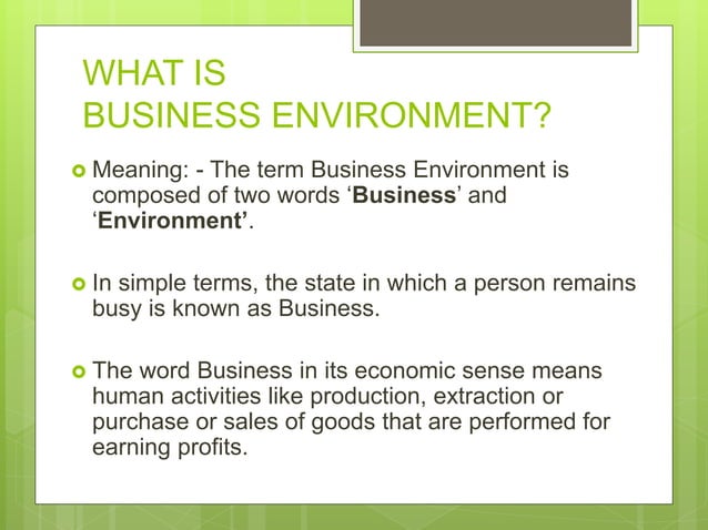 Business environment meaning and concepts | PPT