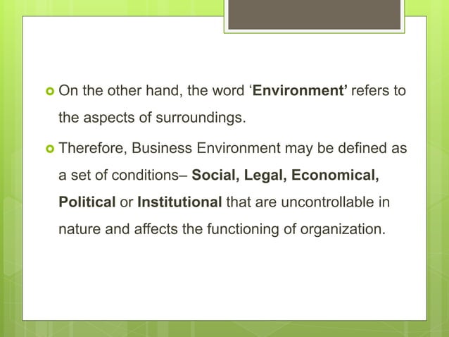 Business environment meaning and concepts | PPT