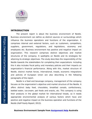 Business Environment Sample Of Nestle | PDF