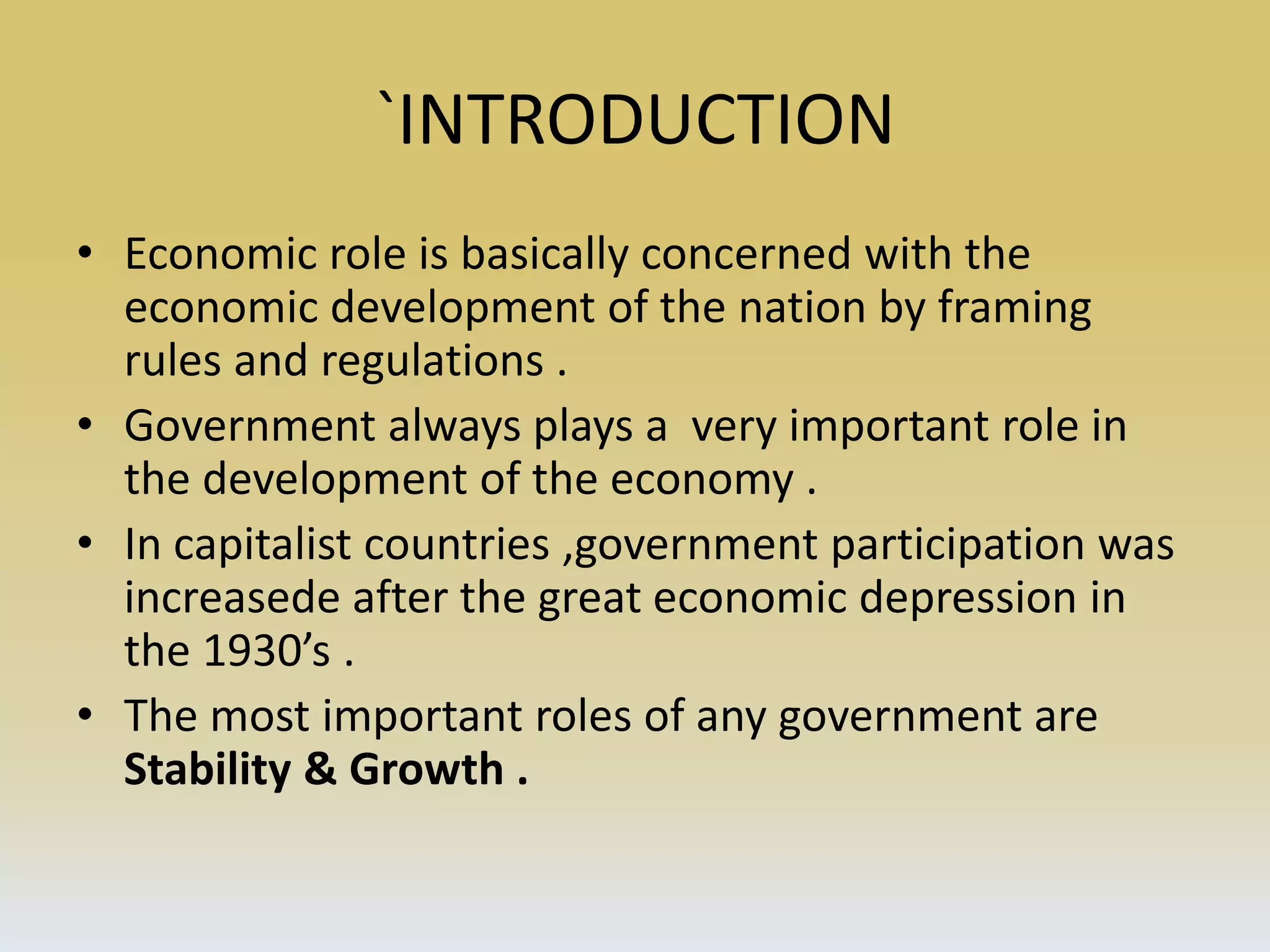 Business environment ppt on role of government | PPTX